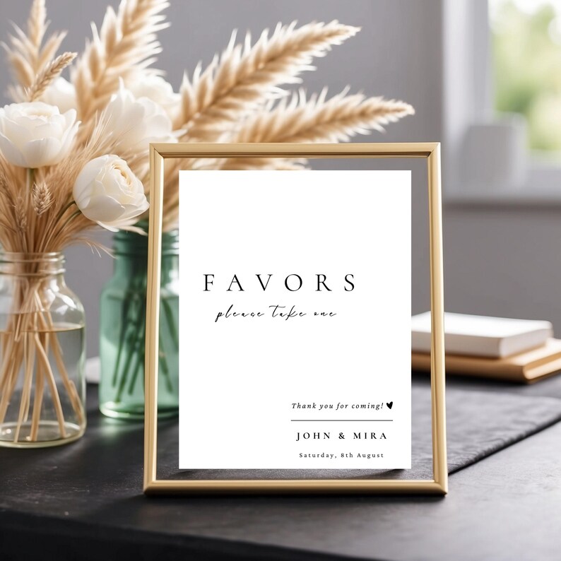 Favor Sign Wedding Template, Printable Please Take One Signage, Modern ...