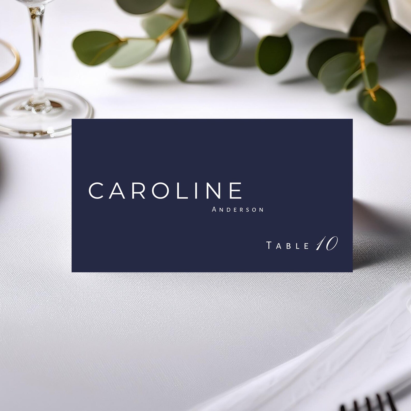 Navy Blue Place Cards Wedding Template, Instant Download, Canva ...