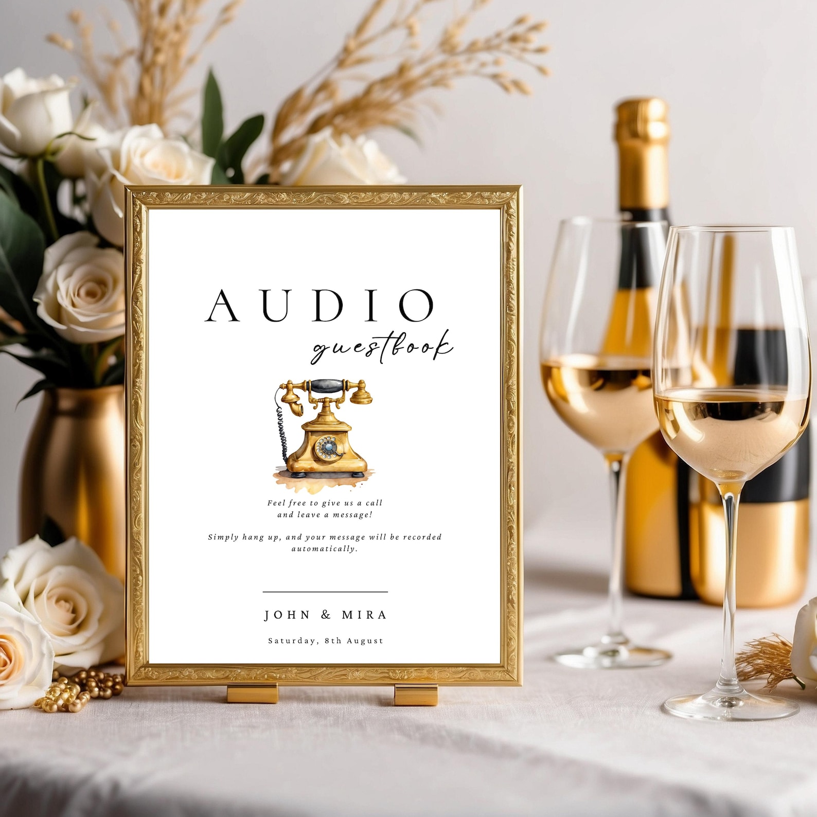 Audio Booth Wedding Sign, Audio Guestbook Wedding Template, Canva ...