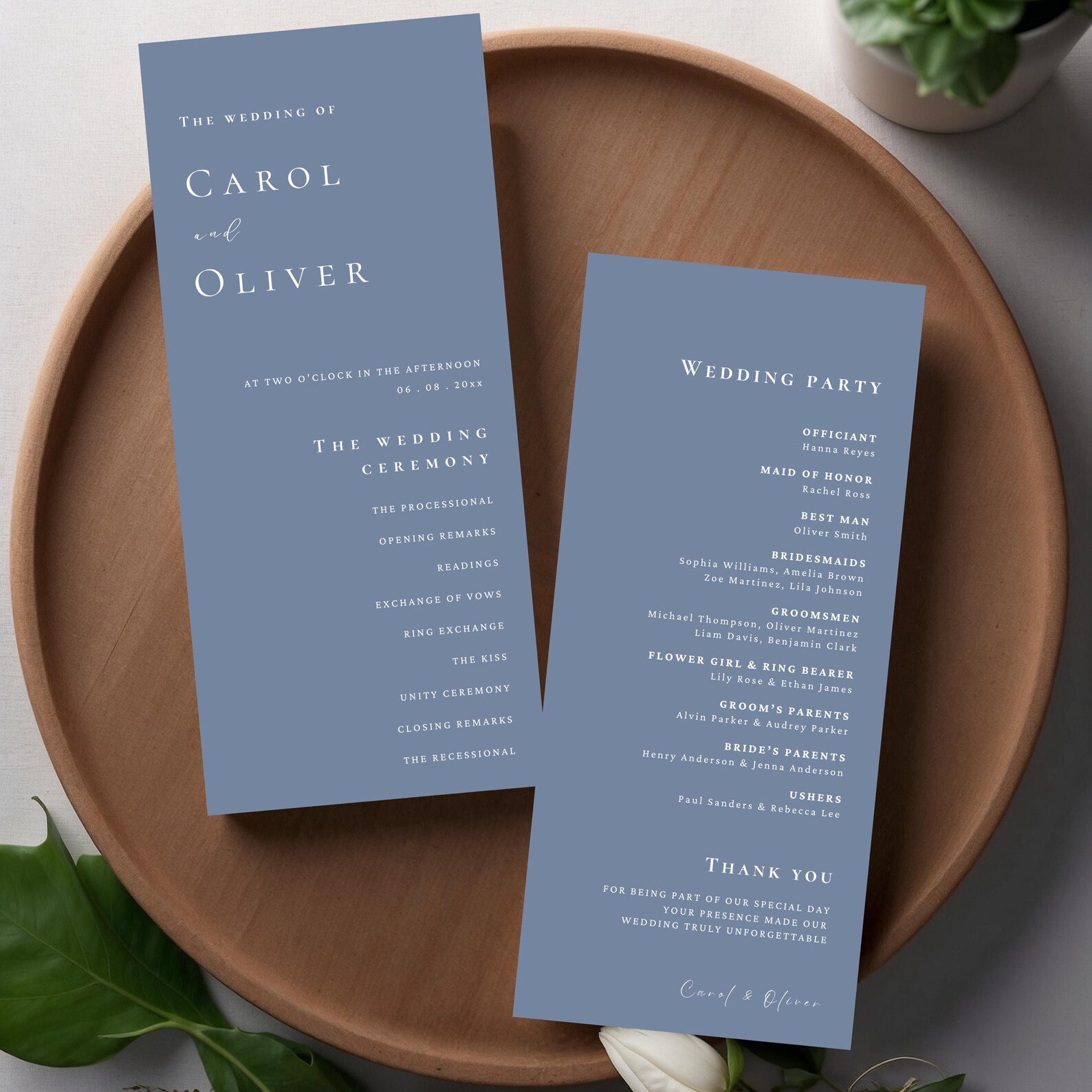 Dusty Blue Wedding Programs Template, Ceremony Program Itinerary, Canva ...
