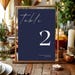 Navy Blue Wedding Table Number Signs, Canva Editable Template, Table ...