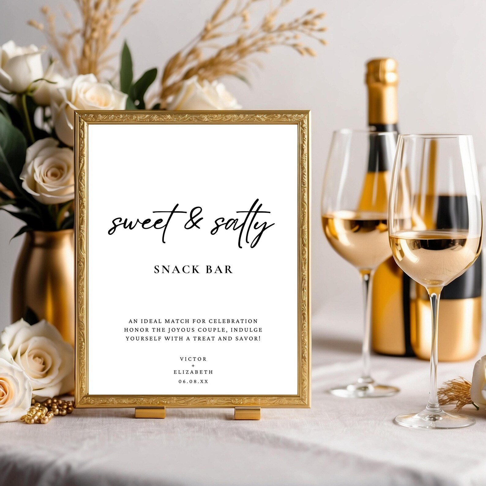 Sweet and Salty Snack Bar Sign, Printable Wedding Salty and Sweet Sign ...