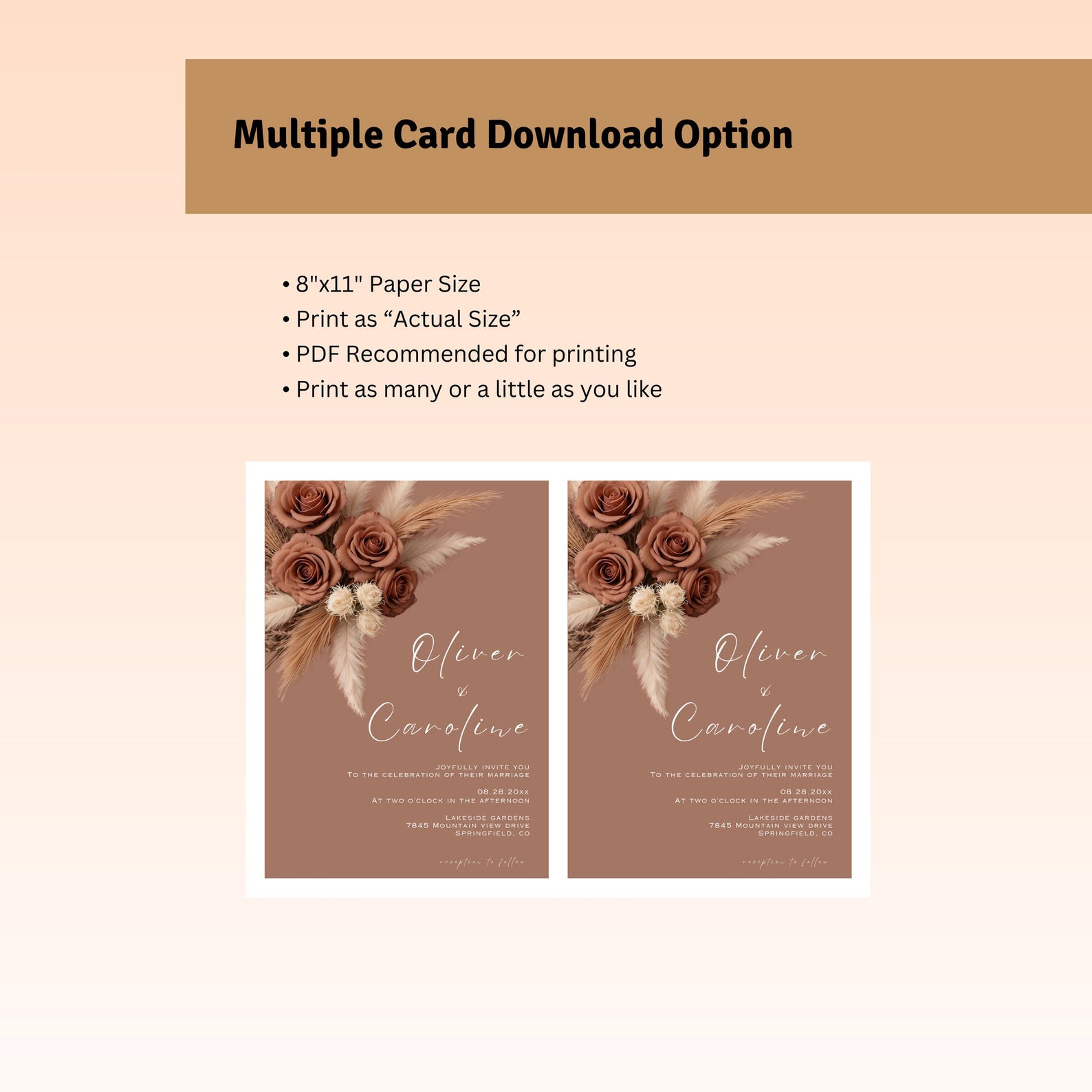 Mocha Mousse Pantone Wedding Invitation, Canva Editable Template, Color ...