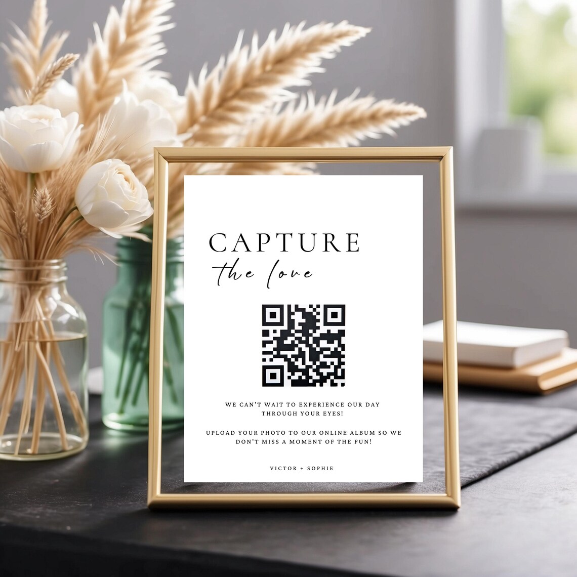 Capture the Love QR Code Sign Template, Wedding Photo Signs, Share the ...