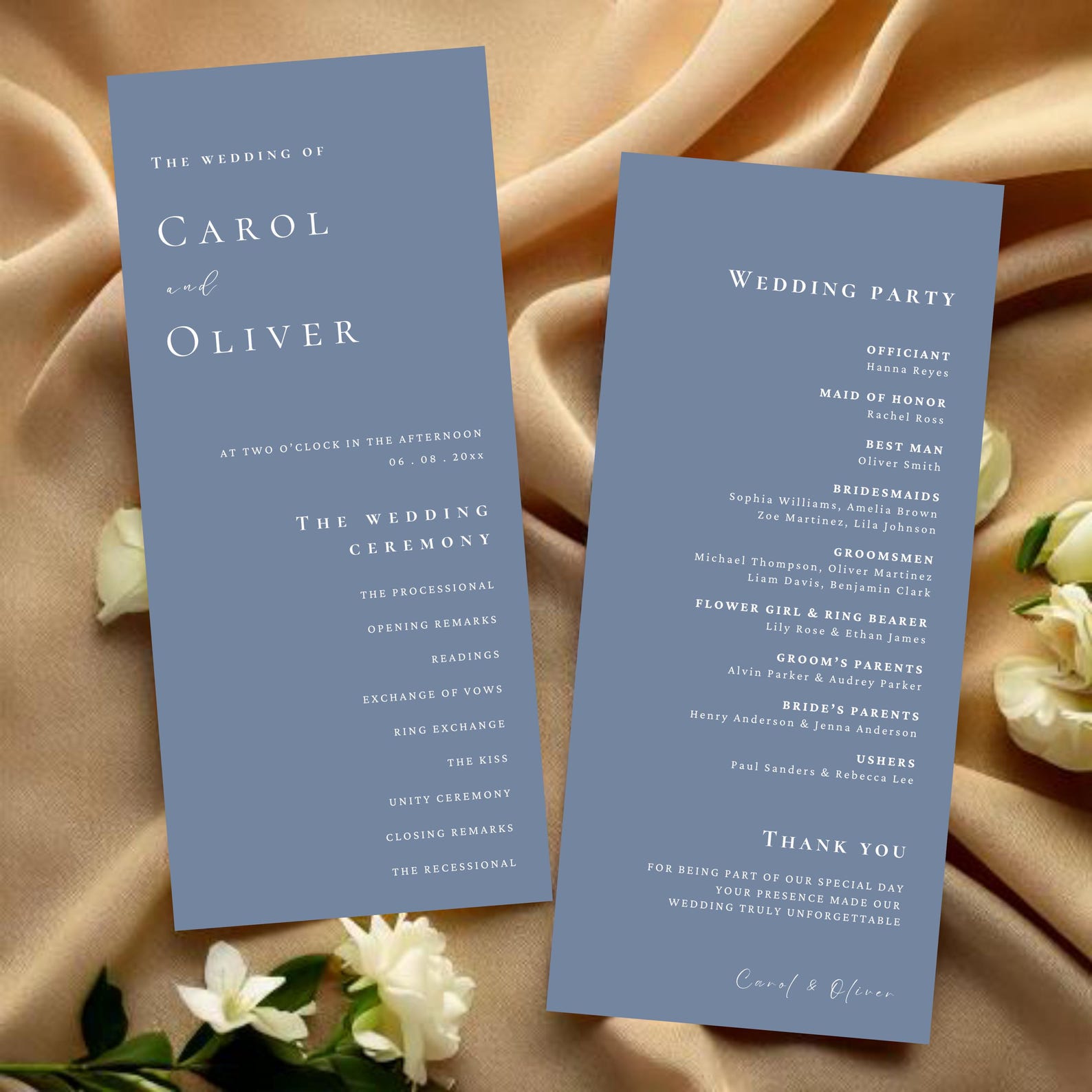 Dusty Blue Wedding Programs Template, Ceremony Program Itinerary, Canva ...