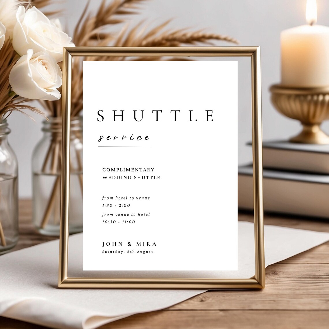 Shuttle Service Wedding Sign, Editable Shuttle Service Template ...
