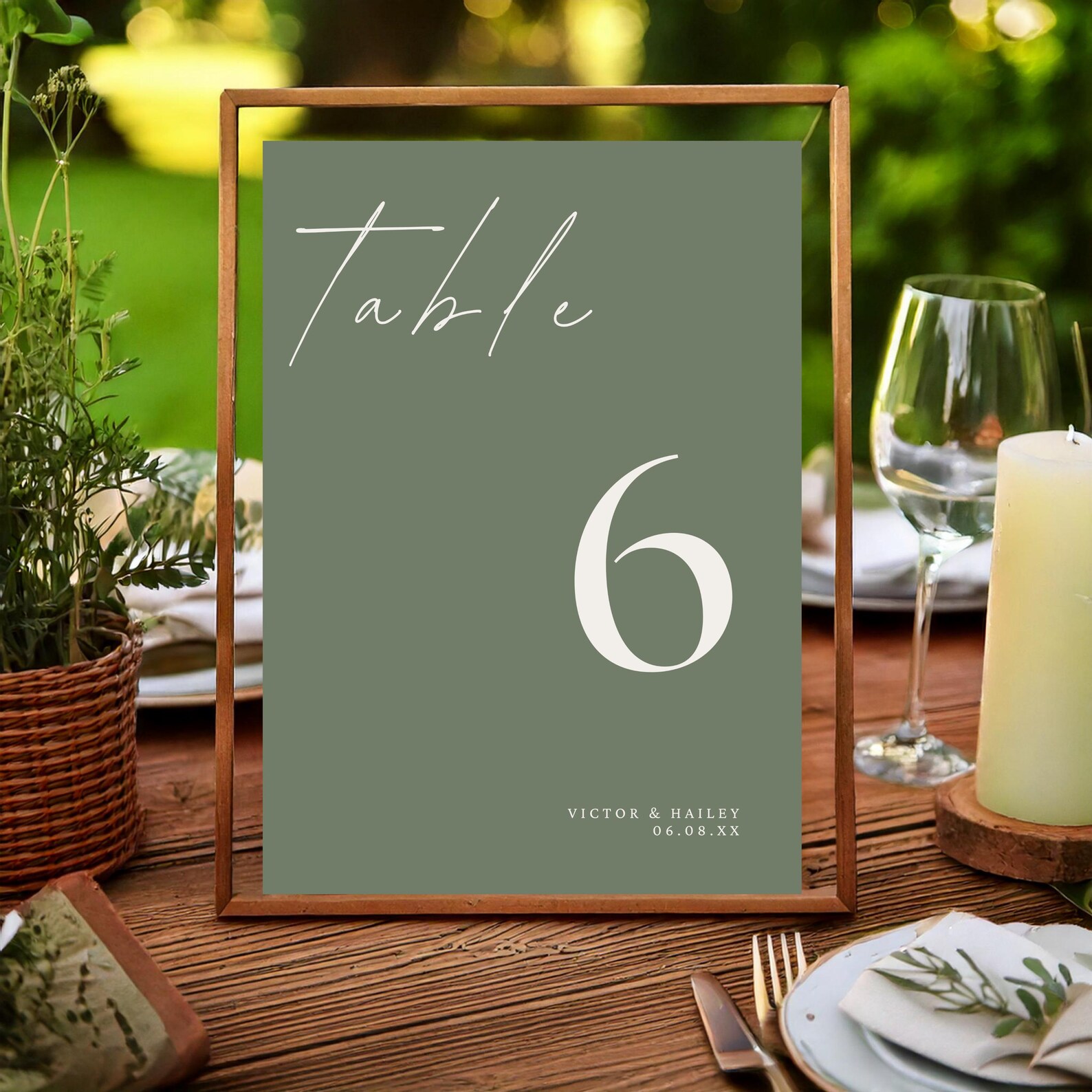 Sage Green Wedding Table Number Signs, Canva Editable Template, Table ...