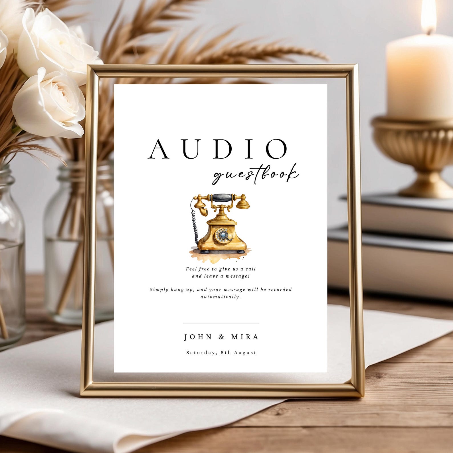 Audio Booth Wedding Sign, Audio Guestbook Wedding Template, Canva ...