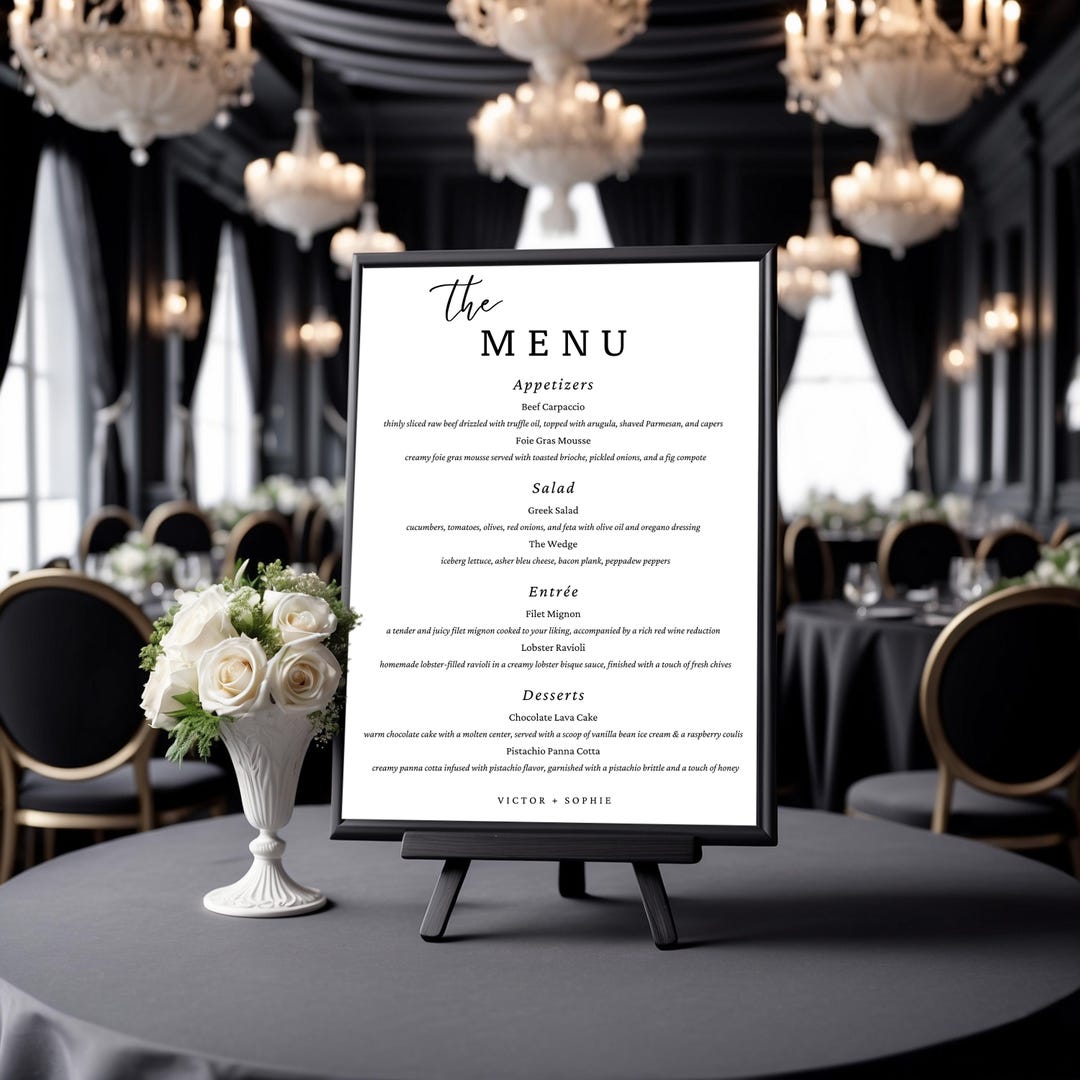 Menu Sign Wedding Template, Printable Menu Signage Template, Canva ...