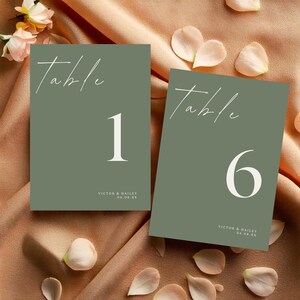 Sage Green Wedding Table Number Signs, Canva Editable Template, Table ...
