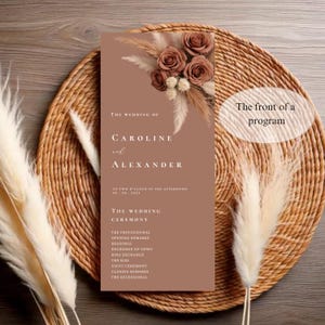 Mocha Mousse Color Pantone Wedding Programs Template, Ceremony Program ...