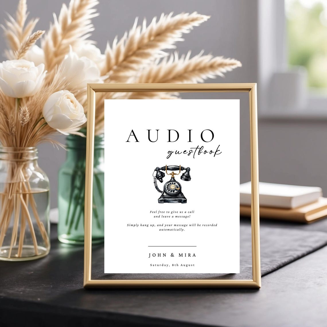 Audio Booth Wedding Sign, Audio Guestbook Wedding Template, Canva ...