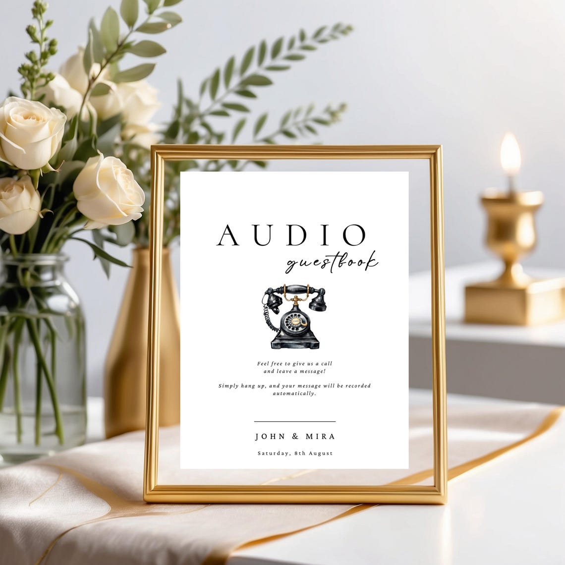 Audio Booth Wedding Sign, Audio Guestbook Wedding Template, Canva ...