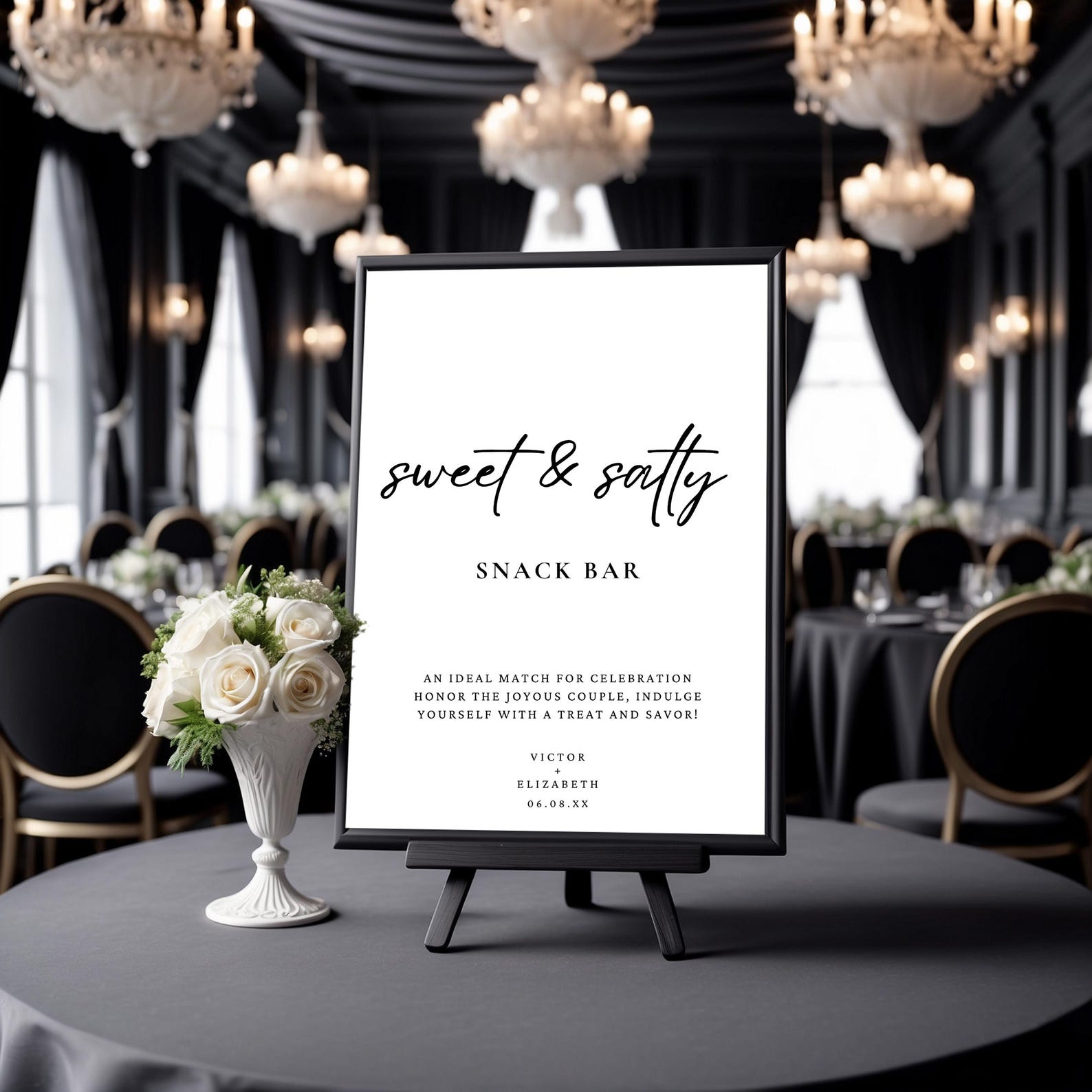 Sweet and Salty Snack Bar Sign, Printable Wedding Salty and Sweet Sign ...