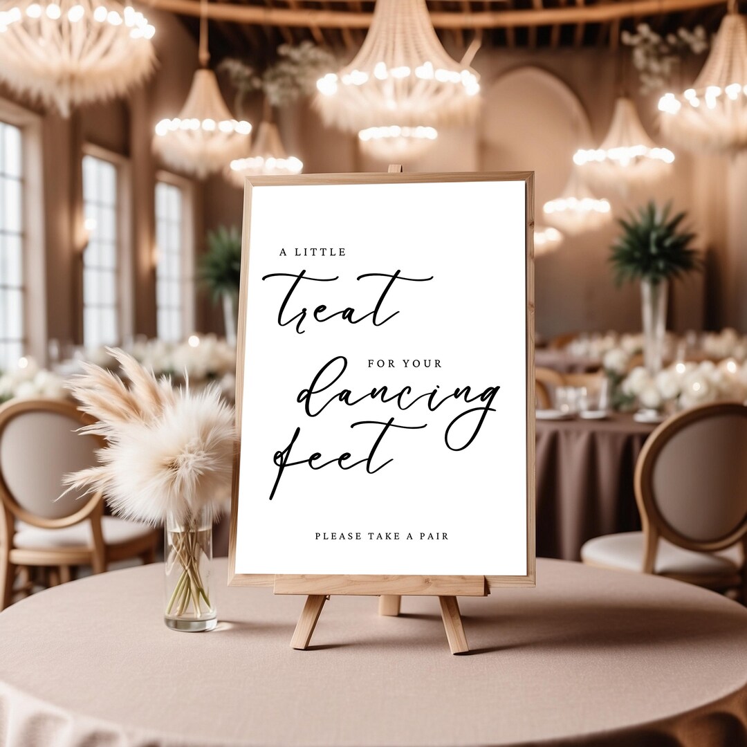 Dancing Feet Sign Treat Template, Wedding Flip Flops Sign, Simple ...