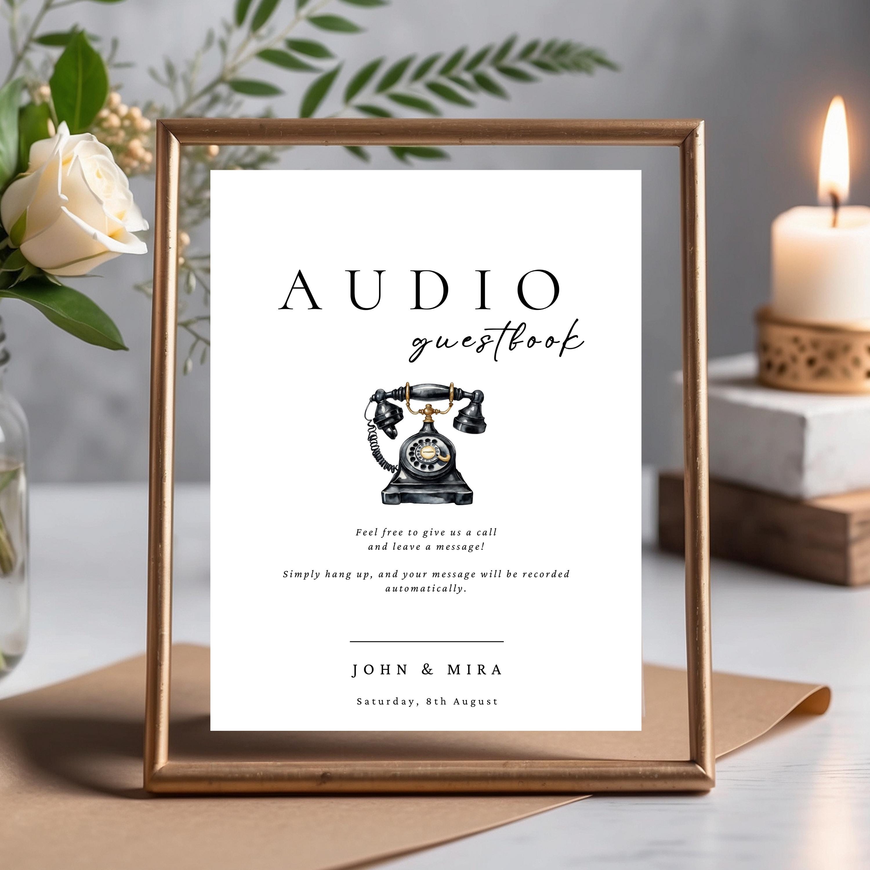 Audio Booth Wedding Sign, Audio Guestbook Wedding Template, Canva ...
