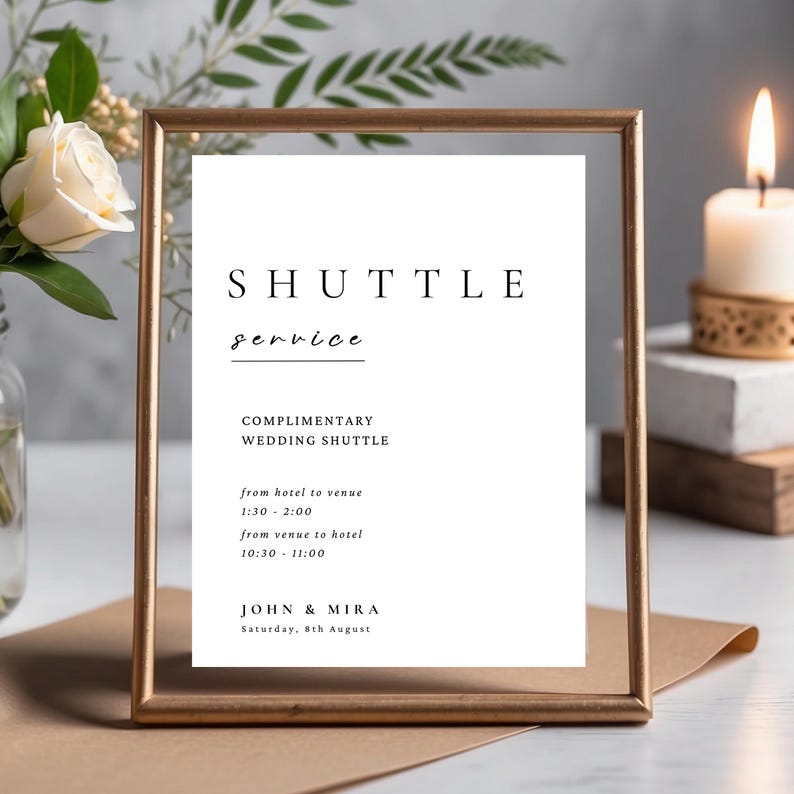 Shuttle Service Wedding Sign, Editable Shuttle Service Template ...
