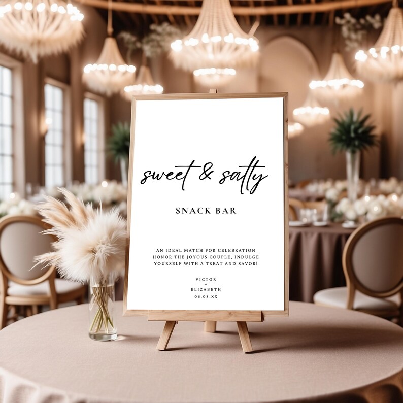 Sweet and Salty Snack Bar Sign, Printable Wedding Salty and Sweet Sign ...