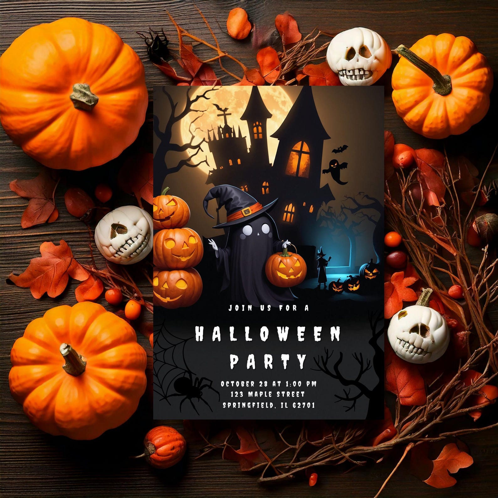 Halloween Party Invitation, Printable Template, Instant Download ...