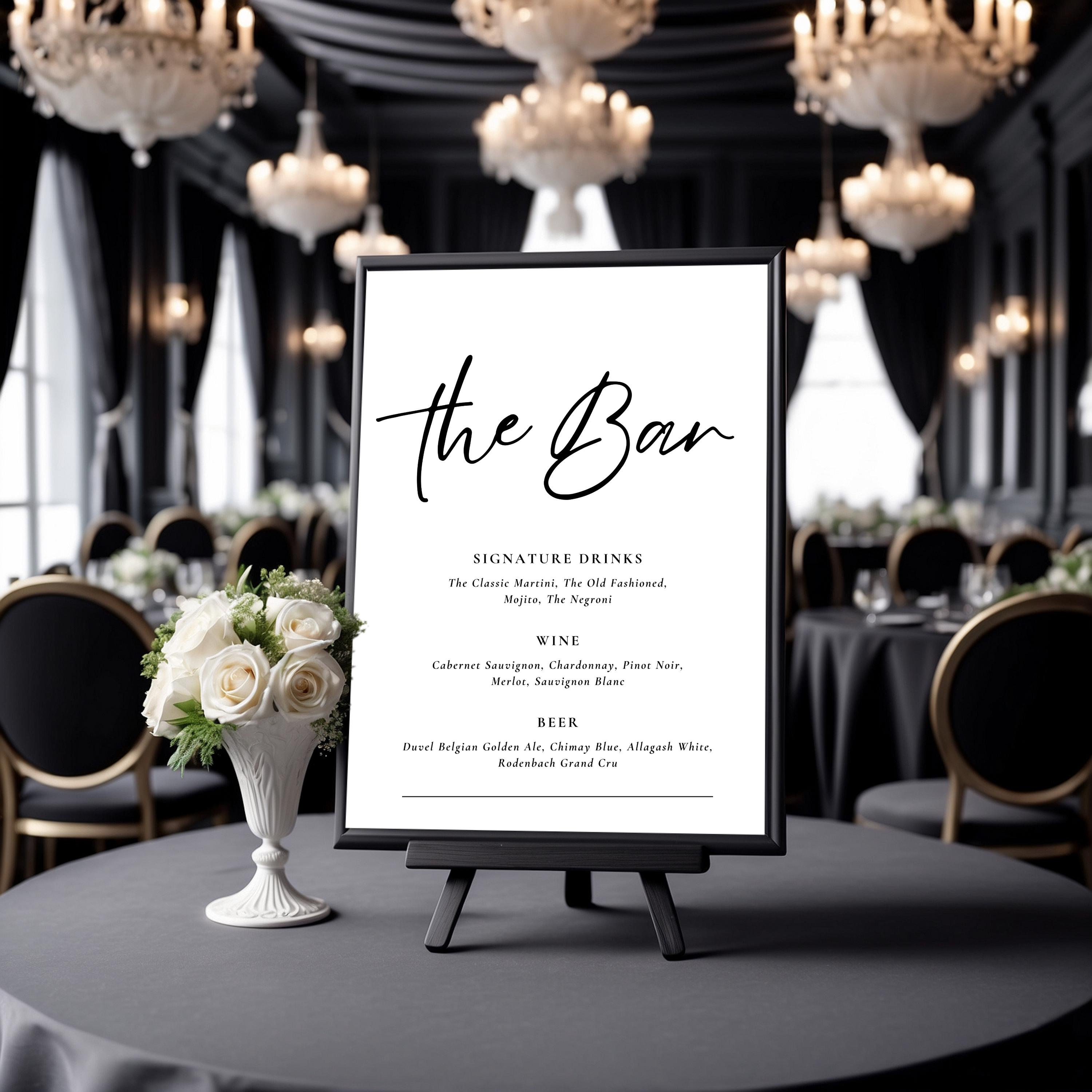 Modern Bar Menu Sign, Wedding Bar Menu, Signature Cocktails, Drink Menu ...