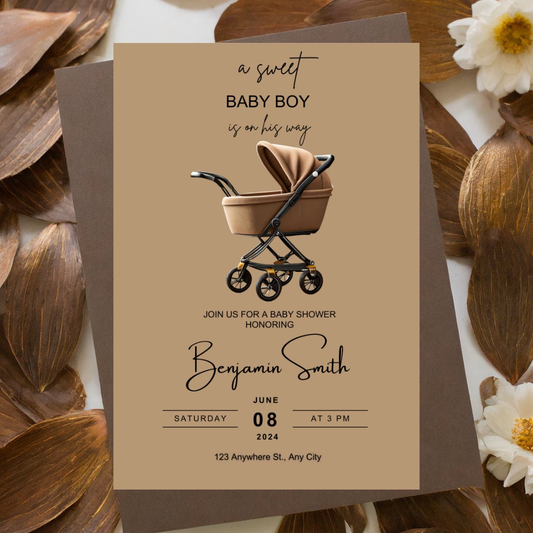 Brown Baby Boy Shower Invitation Instant Digital Download Party ...
