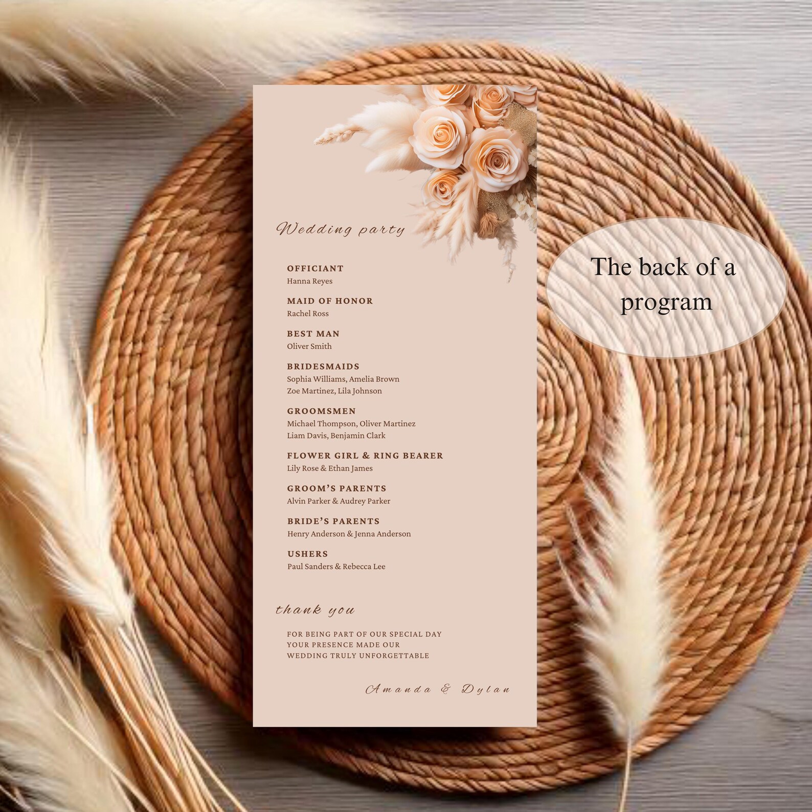 Pastel Orange Wedding Programs Template, Ceremony Program Itinerary ...