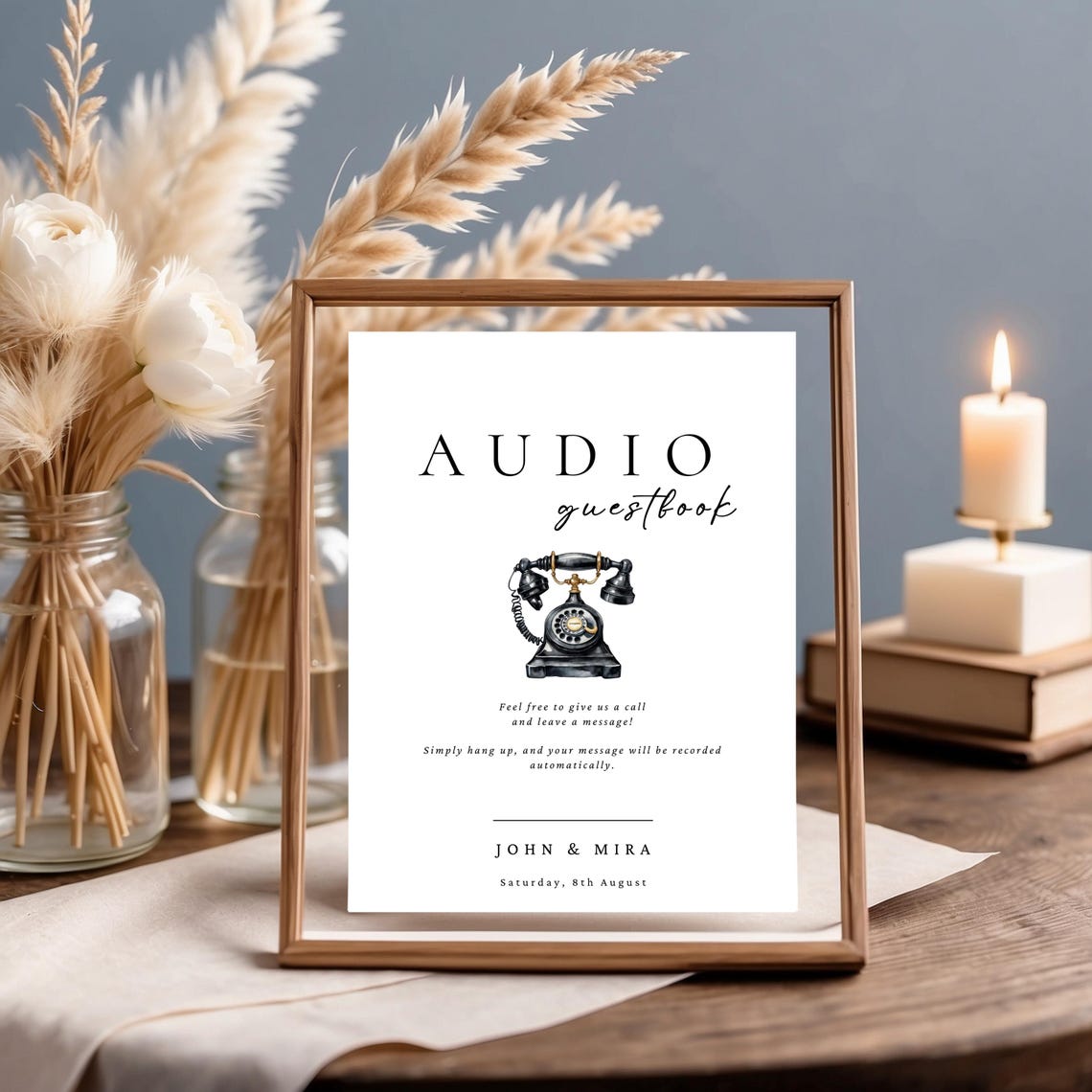 Audio Booth Wedding Sign, Audio Guestbook Wedding Template, Canva ...