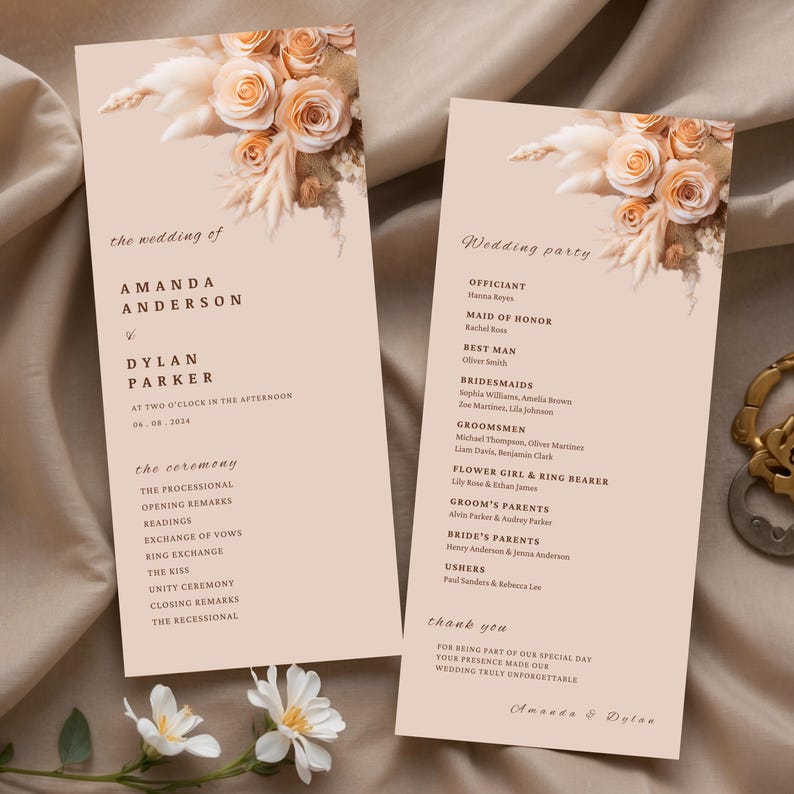 Pastel Orange Wedding Programs Template, Ceremony Program Itinerary ...