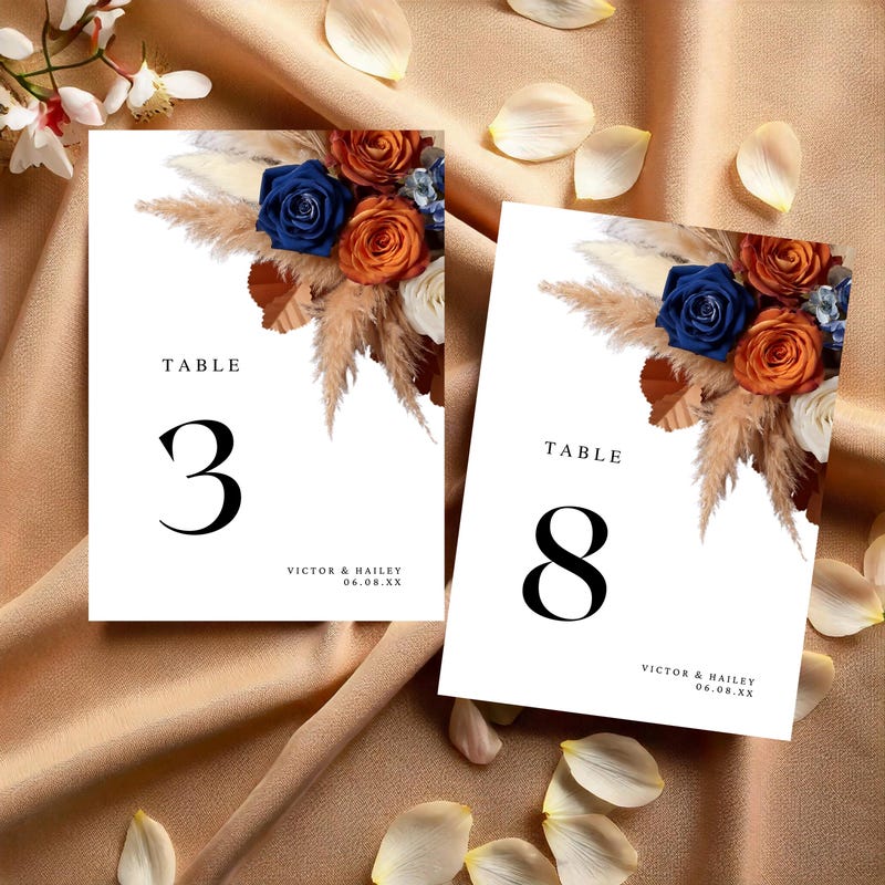 Navy and Burgundy Table Numbers - Etsy