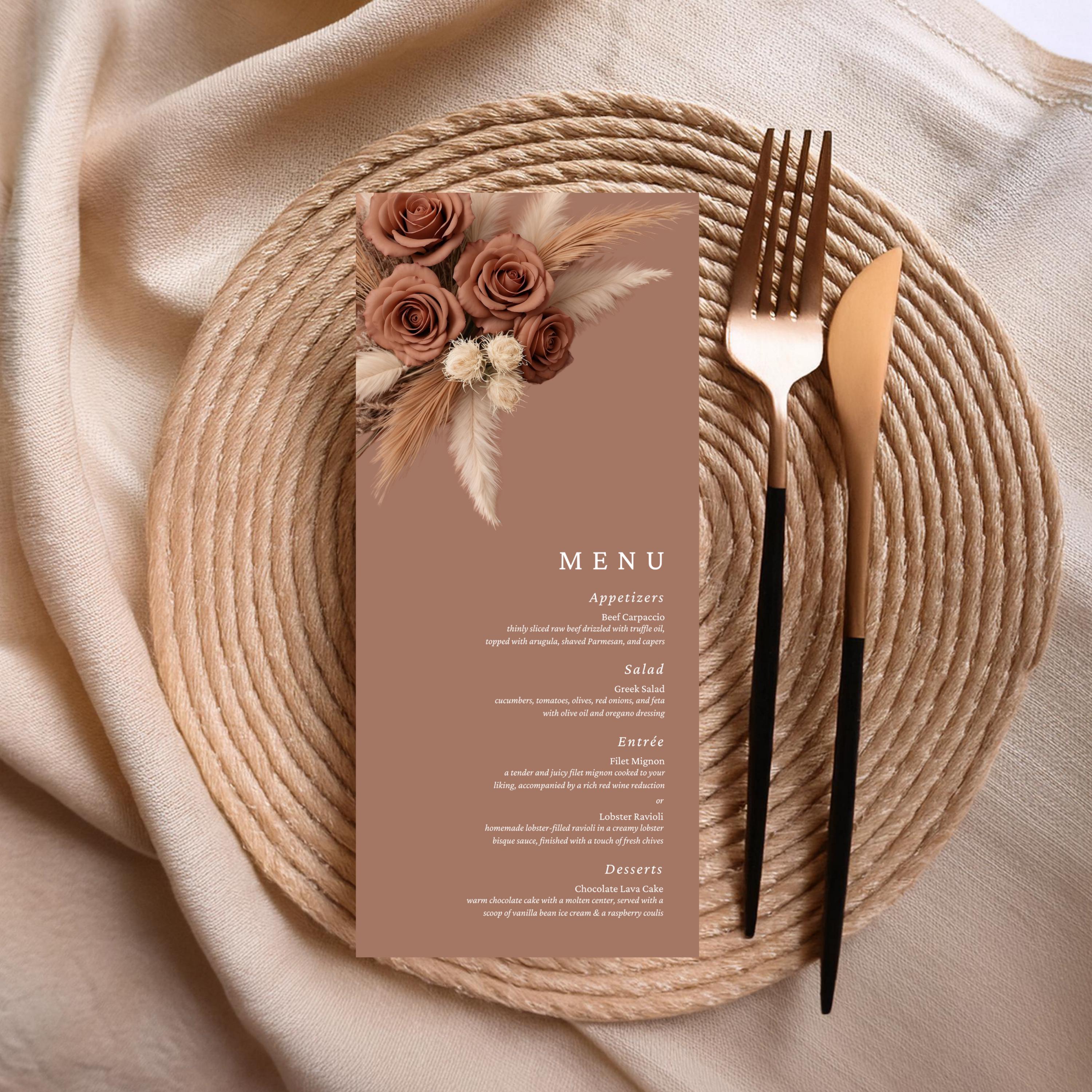 Mocha Mousse Color Pantone Floral Wedding Templates Bundle Set, Wedding ...