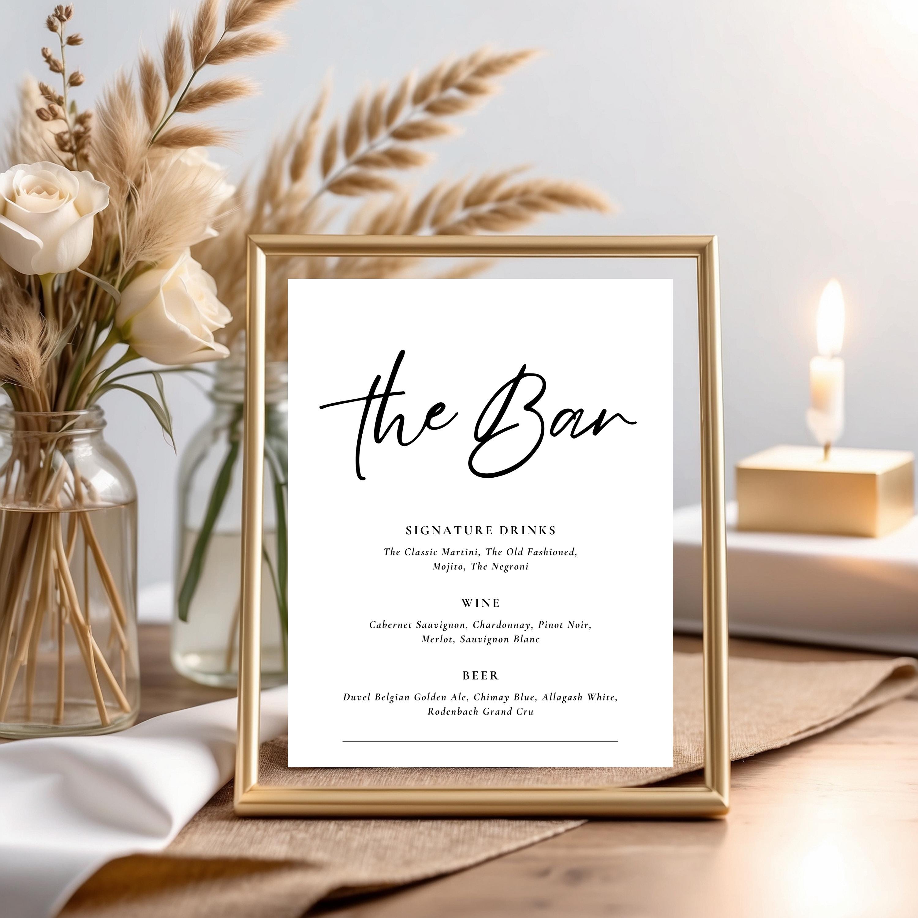 Modern Bar Menu Sign, Wedding Bar Menu, Signature Cocktails, Drink Menu ...