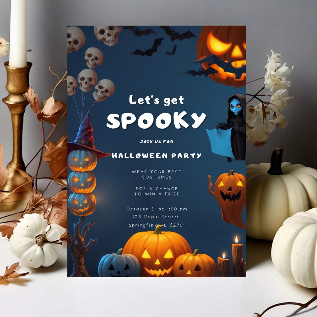 Halloween Party Invitation, Printable Template, Instant Download ...