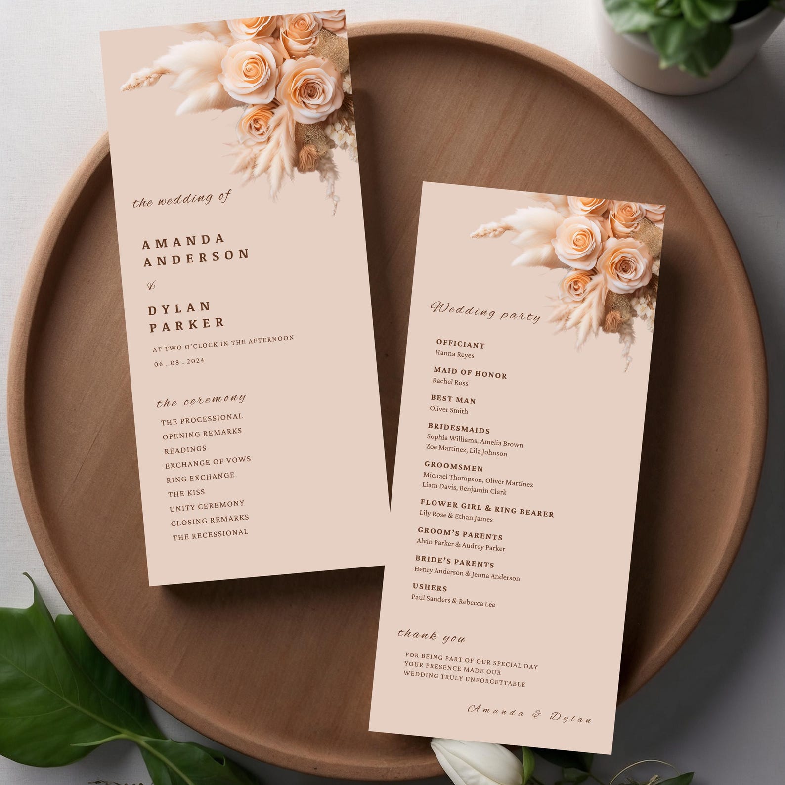 Pastel Orange Wedding Programs Template, Ceremony Program Itinerary ...