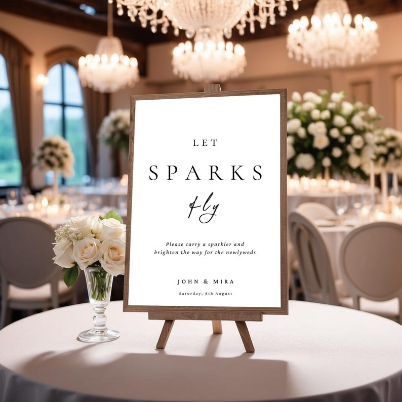 Modern Elegant Sparkler Sign Wedding Template, Send off Signage ...