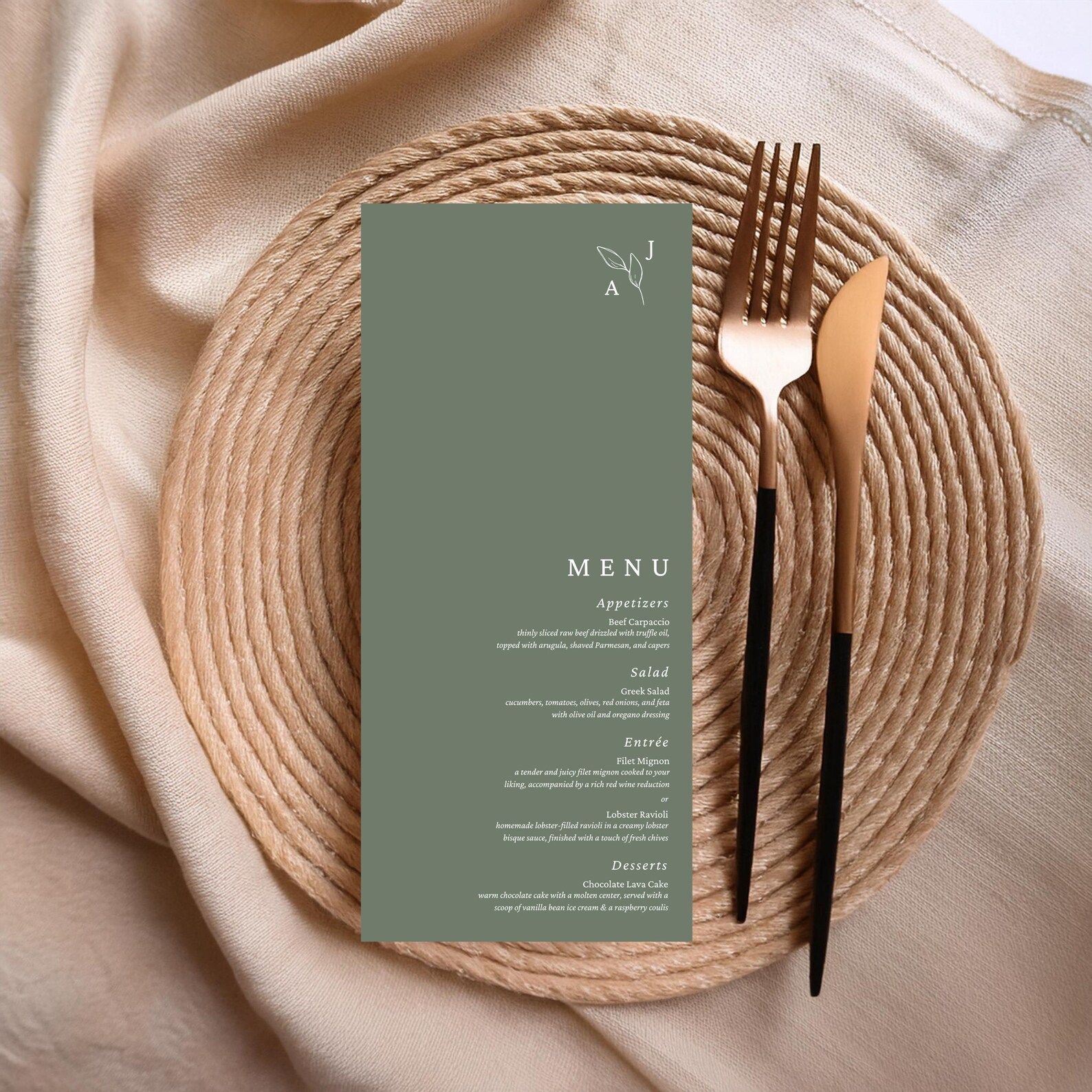 Sage Green Wedding Menu Template, Minimalist Menu, Canva Editable ...