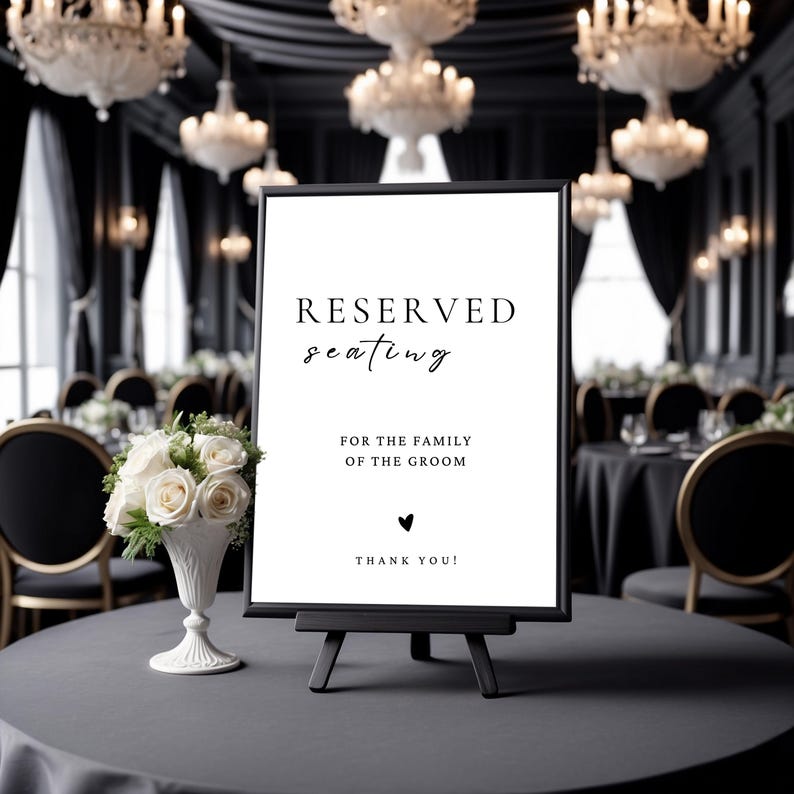 Reserved Seating Sign Template, Wedding Reserved for Groom Signage ...