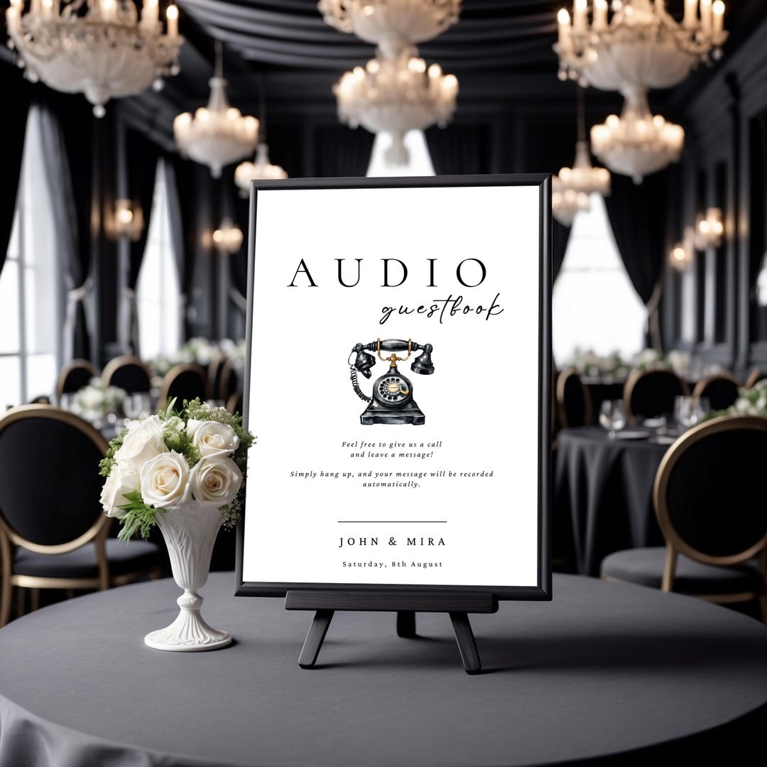 Audio Booth Wedding Sign, Audio Guestbook Wedding Template, Canva ...