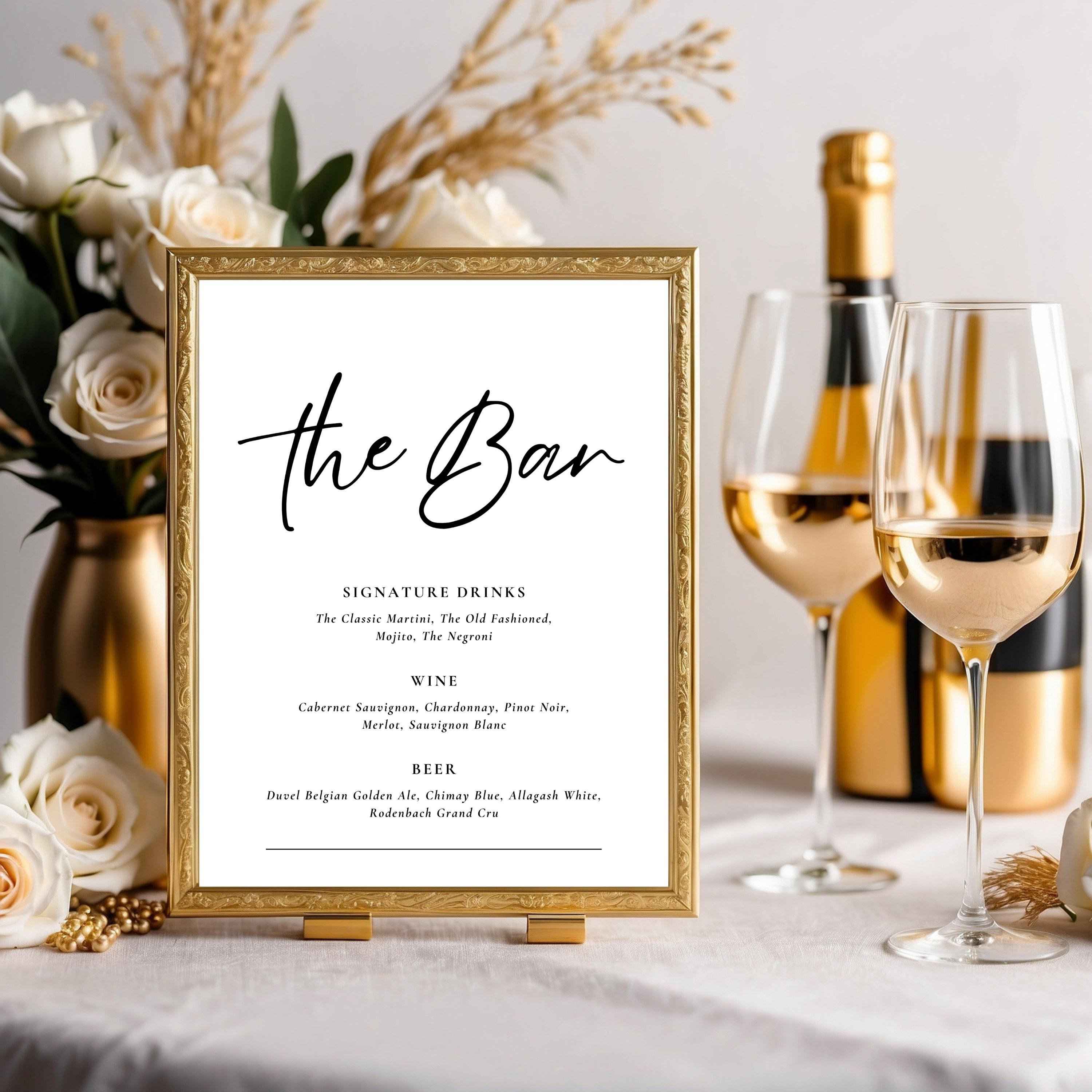 Modern Bar Menu Sign, Wedding Bar Menu, Signature Cocktails, Drink Menu ...