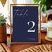Navy Blue Wedding Table Number Signs, Canva Editable Template, Table ...