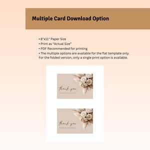 White Cream Beige Floral Thank You Card Wedding Template, Printable ...