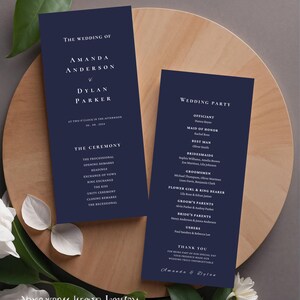 Navy Blue Wedding Programs Template, Ceremony Program Itinerary, Modern ...