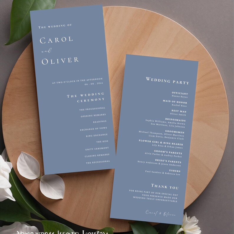 Dusty Blue Wedding Programs Template, Ceremony Program Itinerary, Canva ...