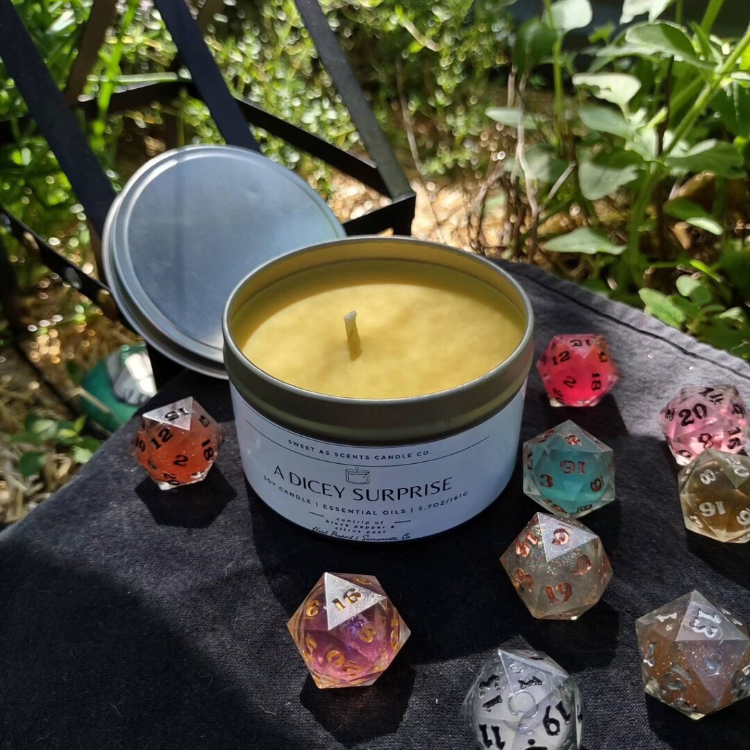 Dice Surprise Liquid Core D20 Candle 6 Options, Handmade Scented Soy ...