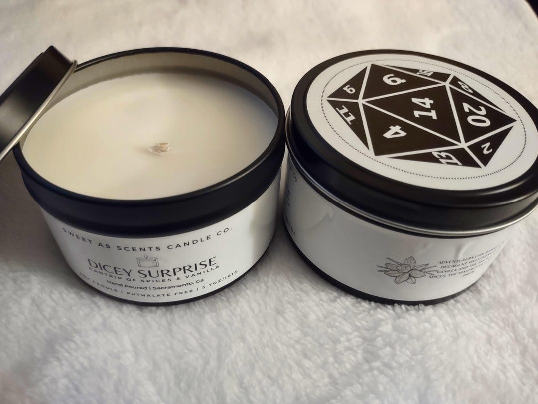 Spice & Vanilla Liquid Core D20 Dice Surprise Candle Handmade Scented ...