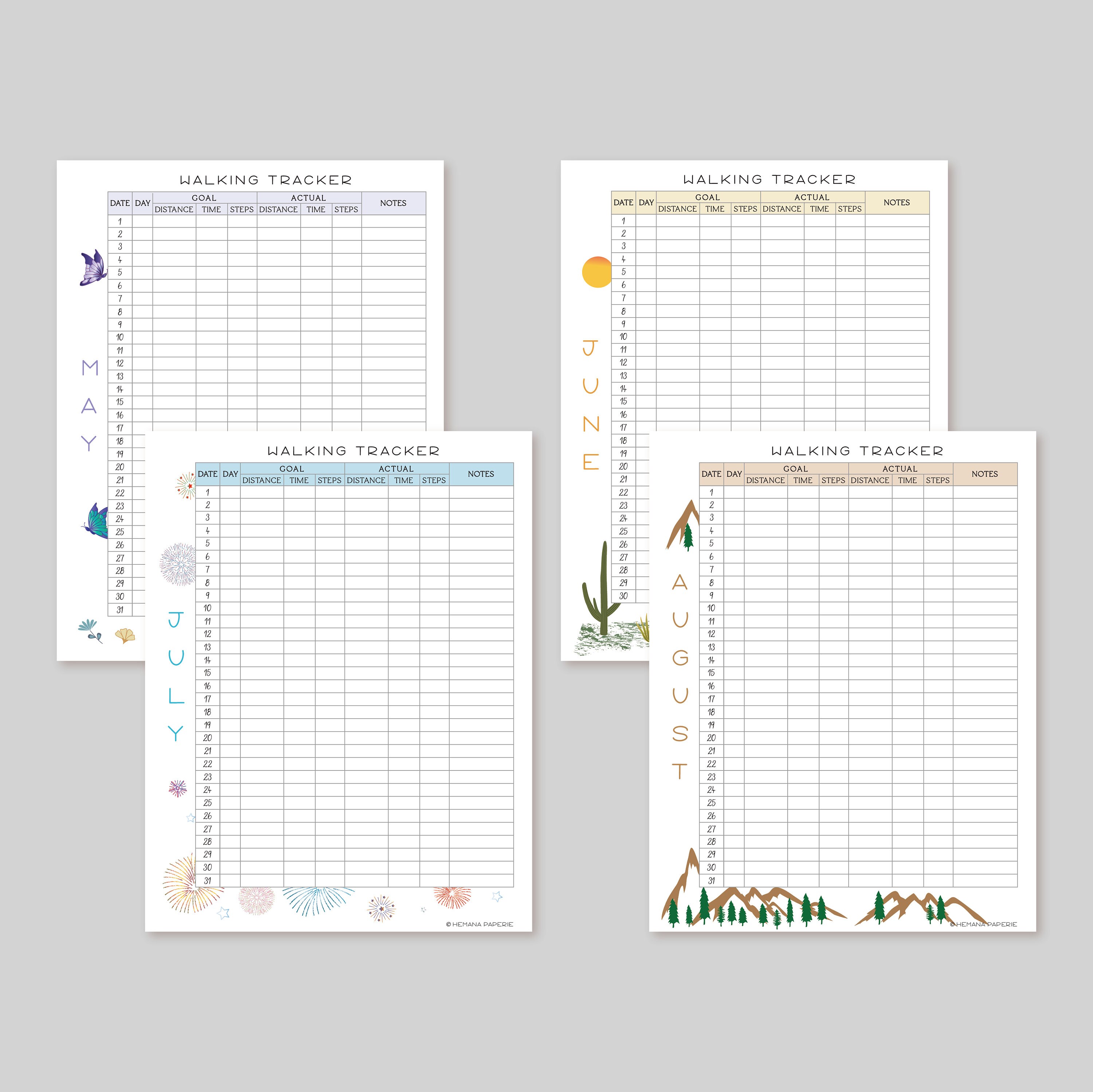 Printable Steps Tracker 8.5X11 | Digital Download | Walking Tracker ...