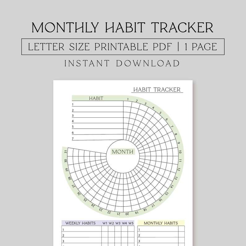 Printable Habit Tracker 8.5X11 | Digital Download - Etsy UK