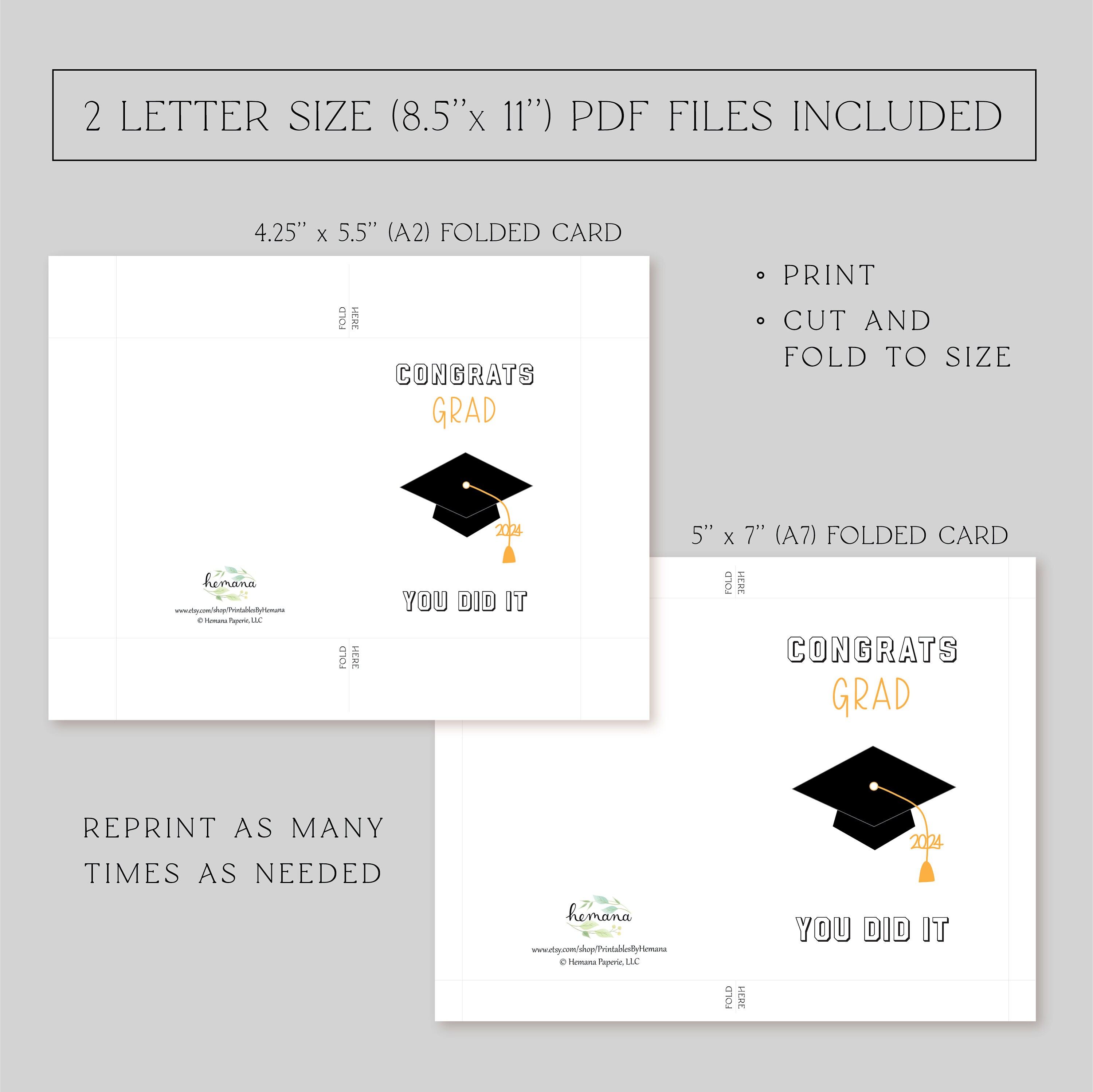 Printable Graduation Card, Congrats Confetti Graduation Card, Greeting ...