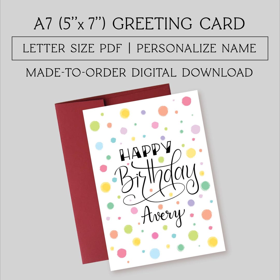 Printable Personalized Happy Birthday Card, Made to Order Digital ...