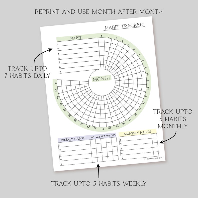 Printable Habit Tracker 8.5X11 Digital Download - Etsy