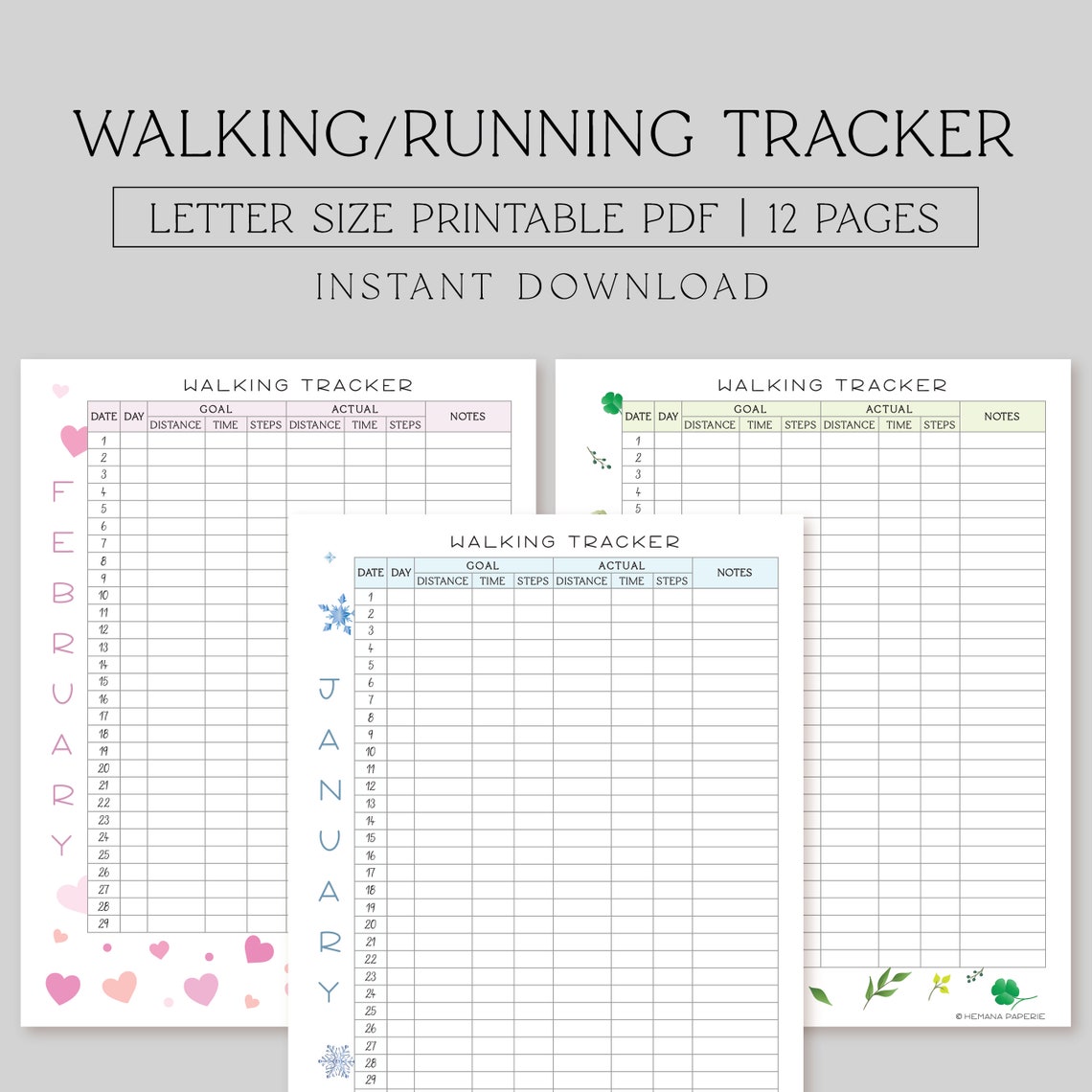 Printable Steps Tracker 8.5X11 | Digital Download | Walking Tracker ...